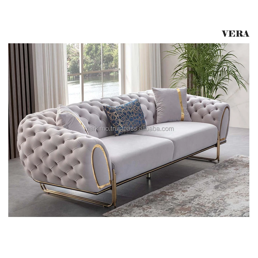 Italian Style Turkish Luxury Sofa Set Gold Metal Leg Modern European ...