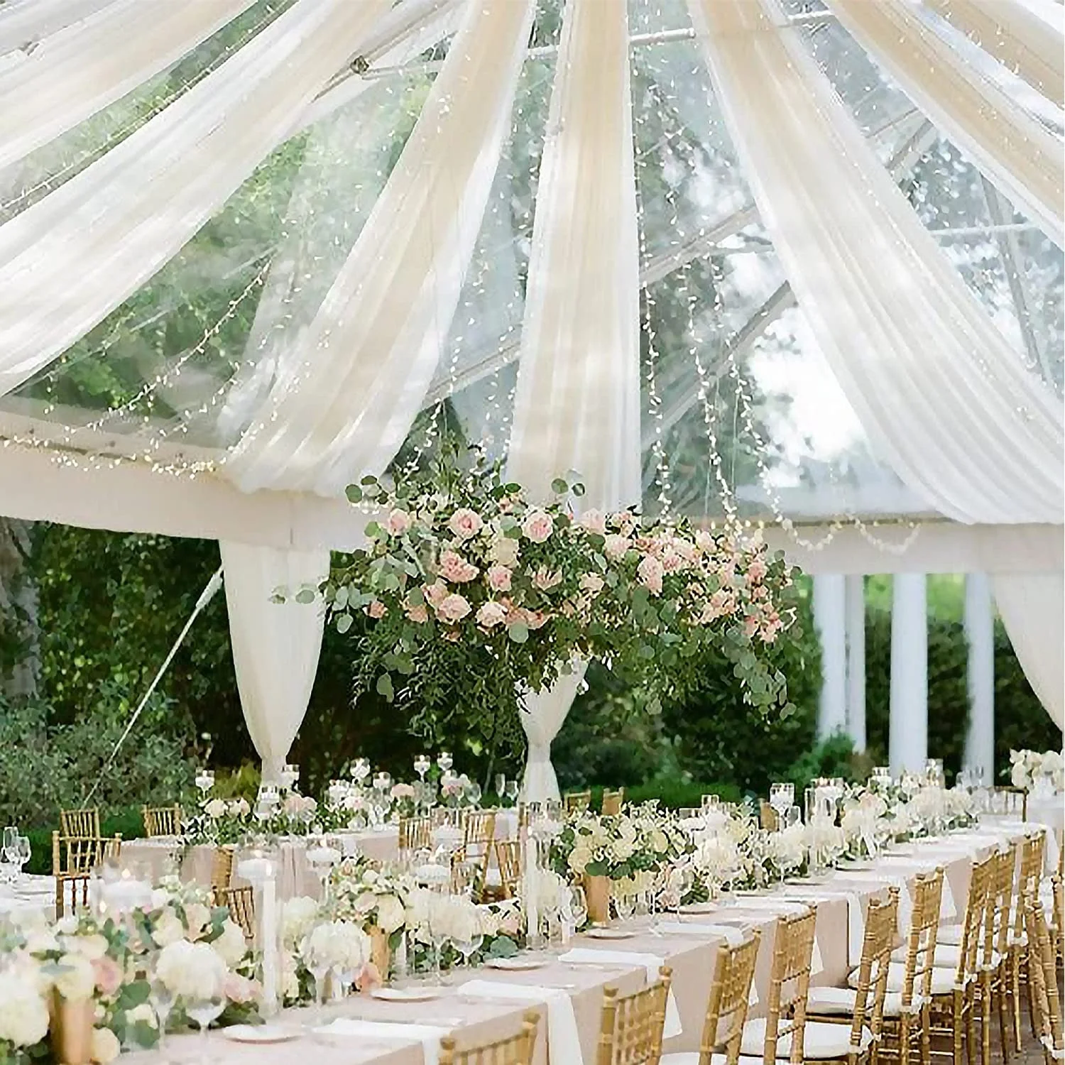 White Wedding Backdrop Curtain Chiffon Fabric Drape For Wedding Party ...