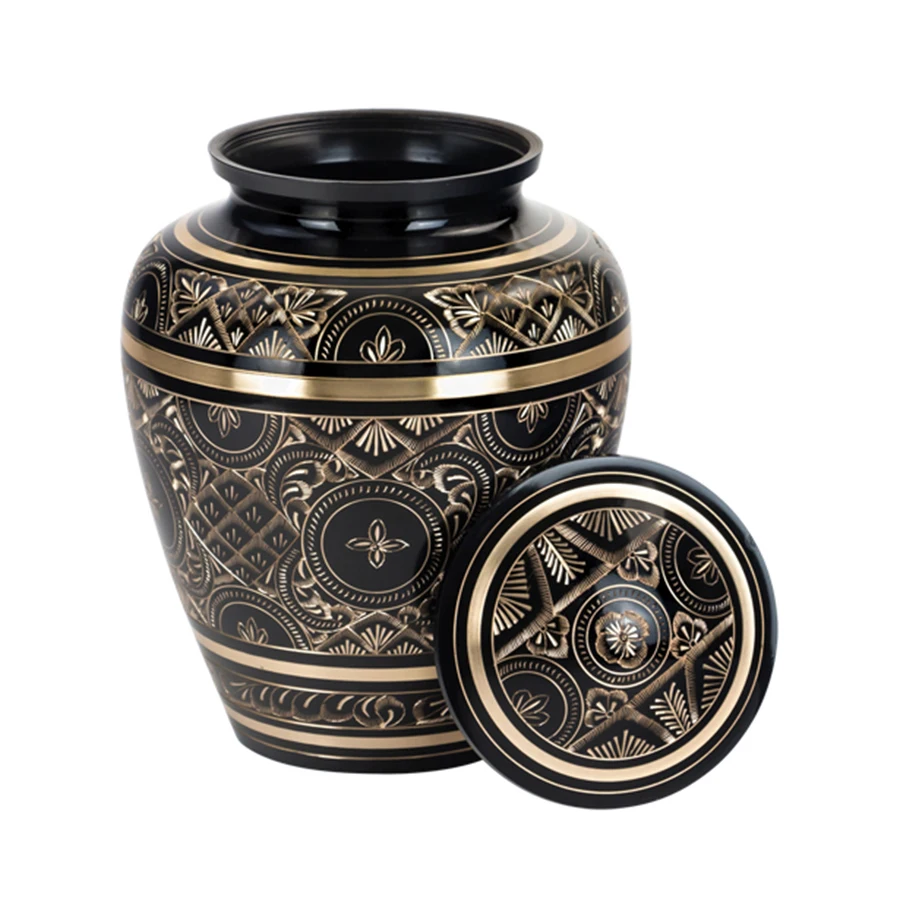 Traditional Designing Aluminum Cremation Urn Handmade Flower Designing ...