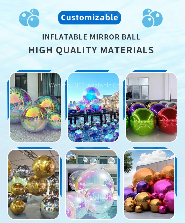360 Inflatable Customized Giant Mirror Ball Metallic Balloons