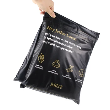 Custom Printed Logo Biodegradable Black Polybag Thank You Shipping ...