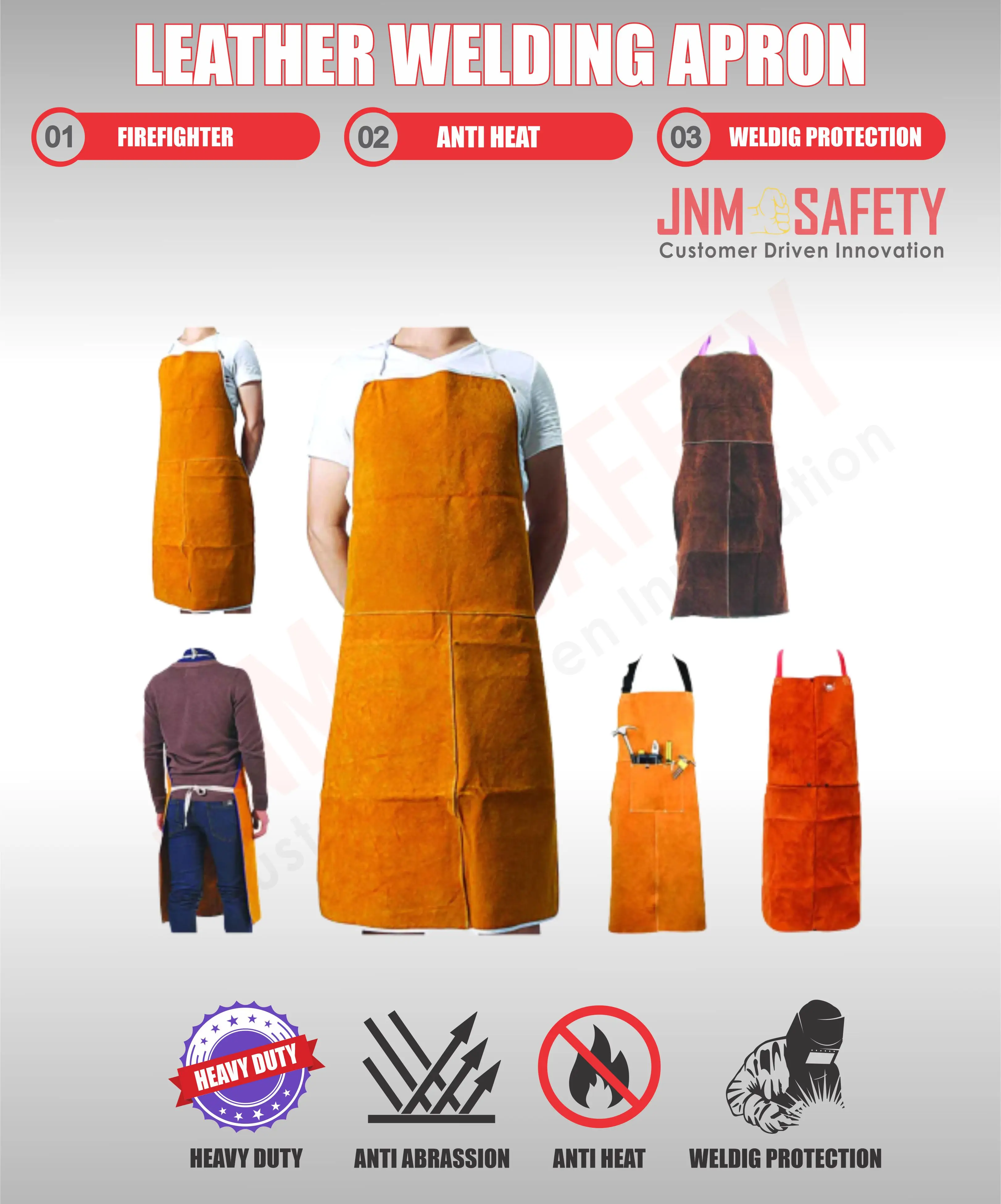 Premium Quality Heavy-Duty Cowhide Split Leather Industrial Apron Spark ...