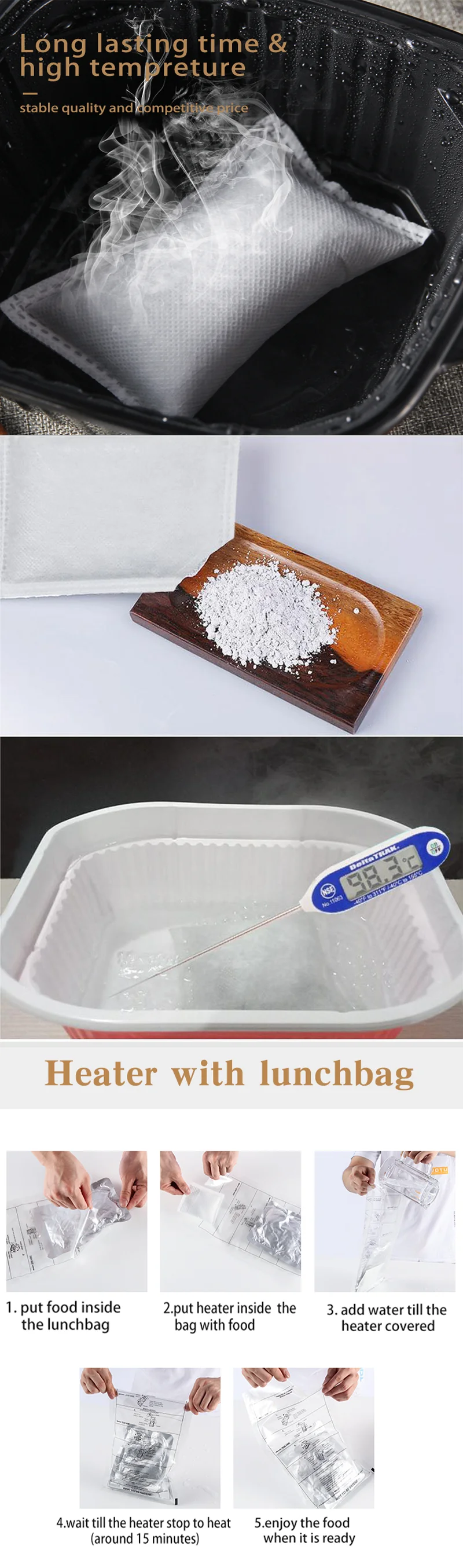 Heat Seal Aluminum Foil Retort Pouch for Self Heating Food