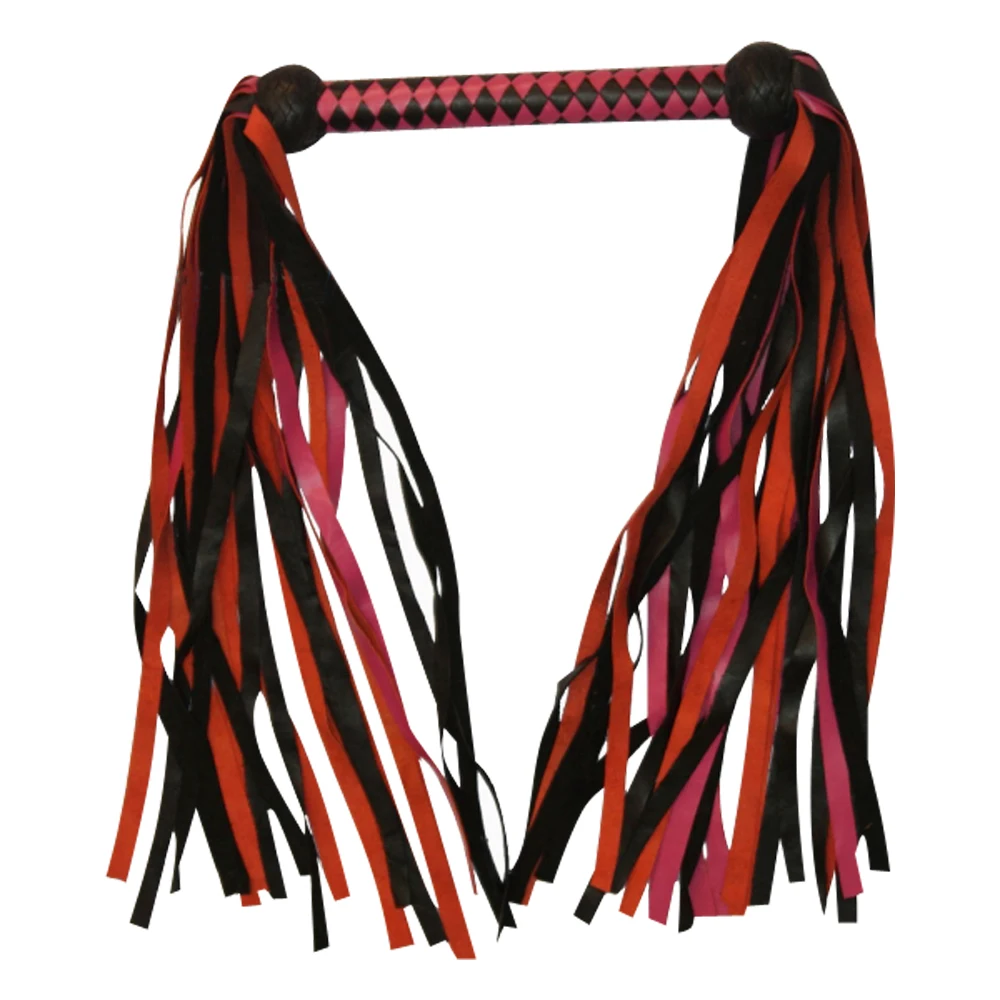 Red Black Cow Hide Suede Leather Double-Ended Flogger for Bondage Gear ...
