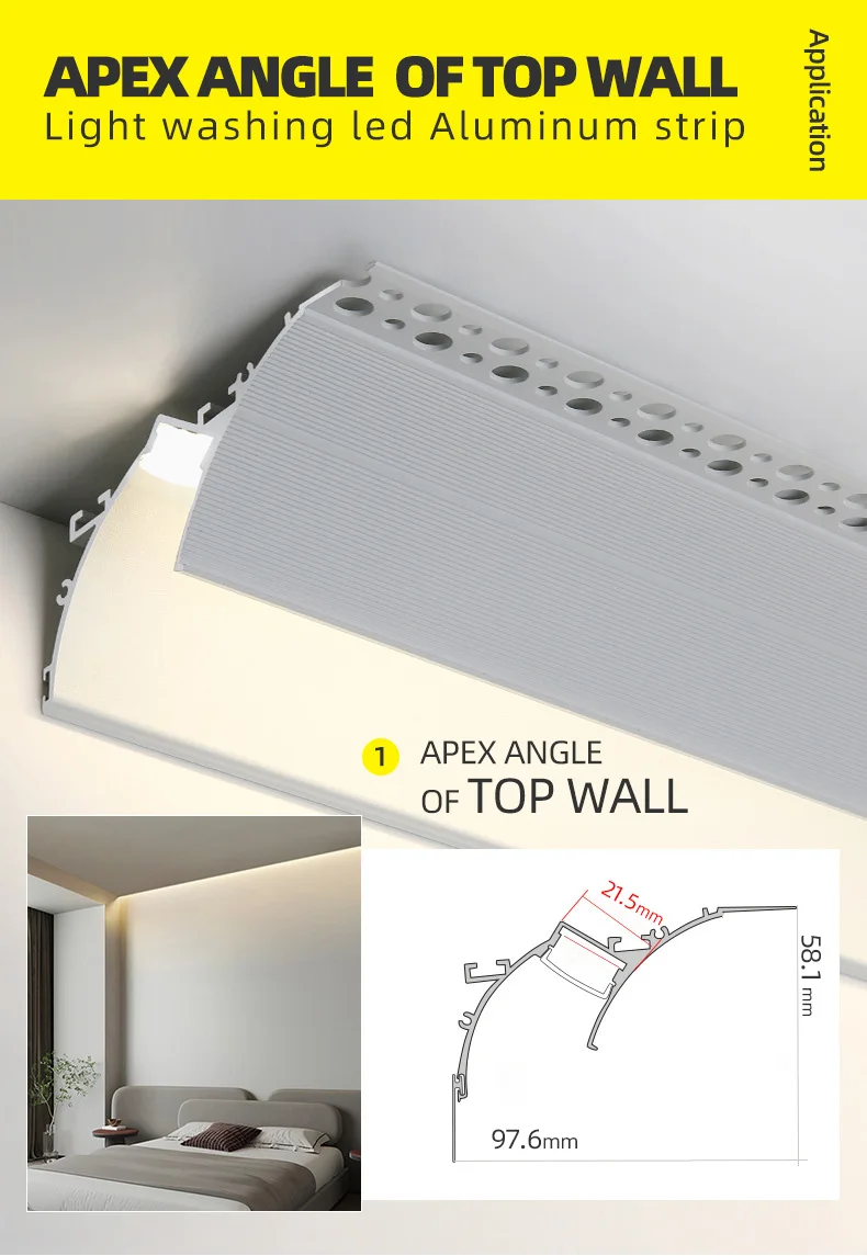 Apex Angle Install Aluminum Diffuser Extruded Channel Profile Without ...