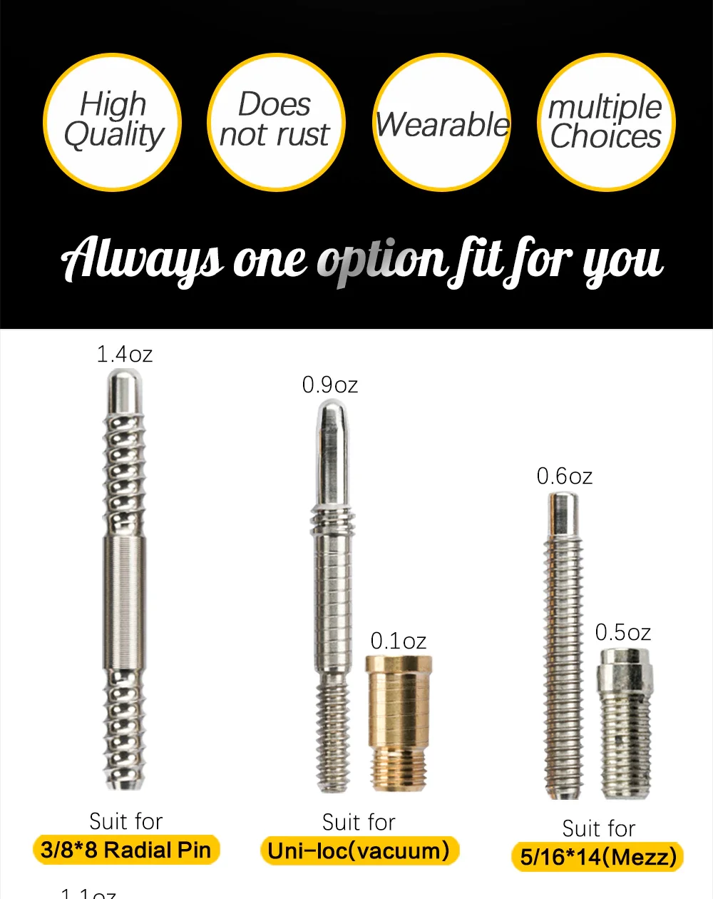 Billiards Joint Pin&Insert Wavy /Uni Loc Radial 3/8*10 3/8*11 United ...