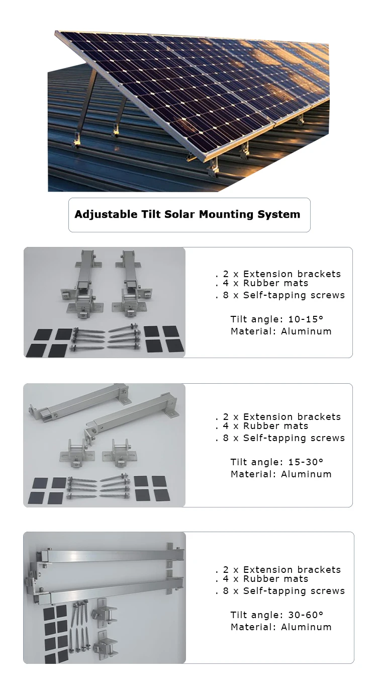 Adjustable Solar Panel Mounting Brackets - 30-60 Degree Tilt