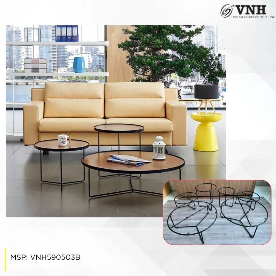 Vietnam Smart Round Marble Tea Desk Set With Metal Frame Living Room ...
