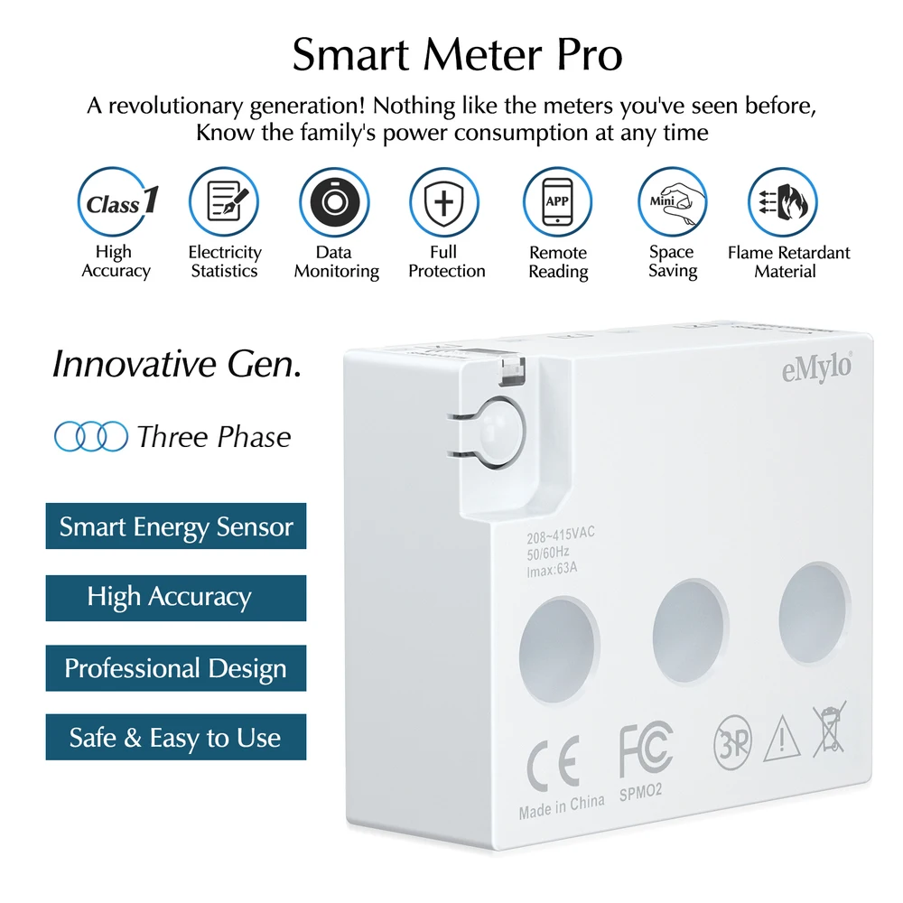 Three Phase Smart Energy Meter Wifi Voltage,3phase Wifi Smart Energy ...