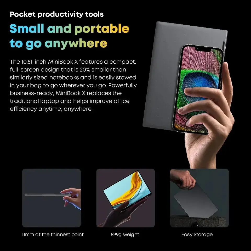 New Chuwi Minibook X N100 10.51 Inch Laptop Tablet 2 In 1 Intel Fhd Ips ...