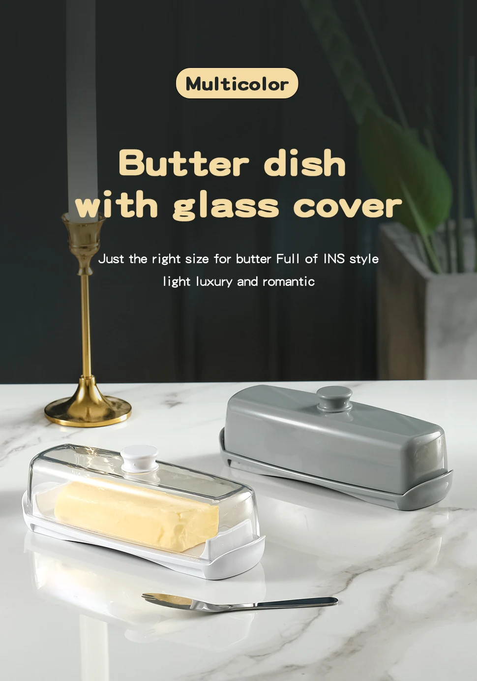 Plastic Rectangular Butter Storage Box Container Set With Lid and ...
