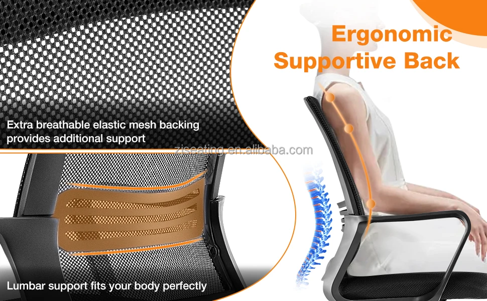 Eurostile Ergonomic Mid Back Breathable Mesh Swivel Adjustable Height ...
