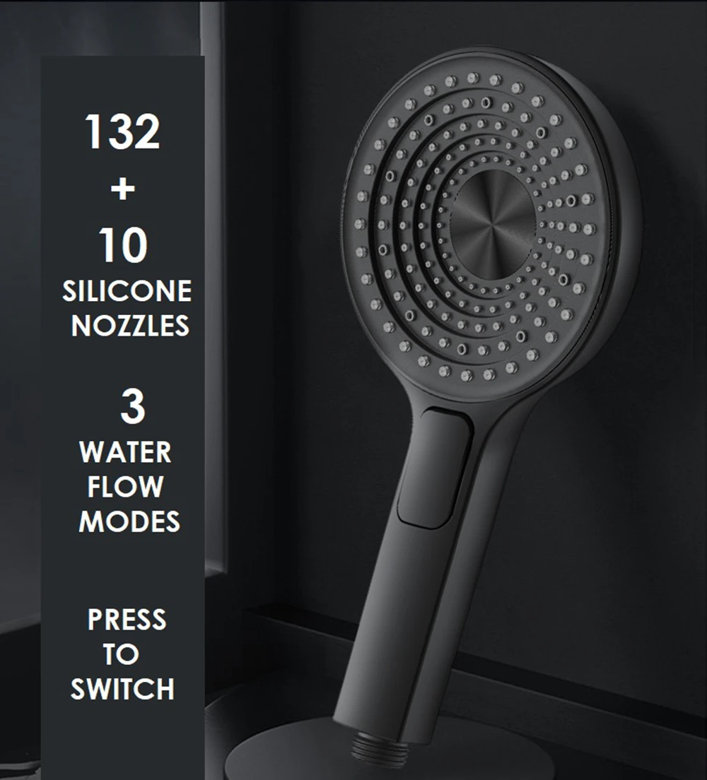 New Massage Shower 3 Functions Large Panel Handheld Booster Shower Head ...