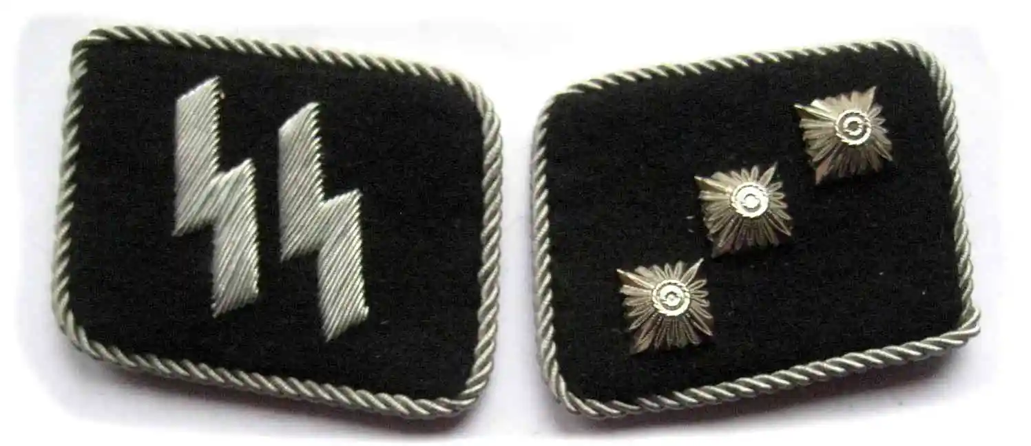 Ww2 German Officer Panzer Collar Tabs Pair In Hand Made Embroidered For ...