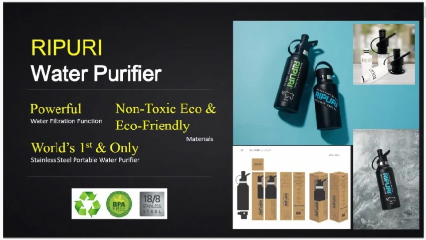 RIPURI Stainless Steel Water Bottle with Filter - 9292741