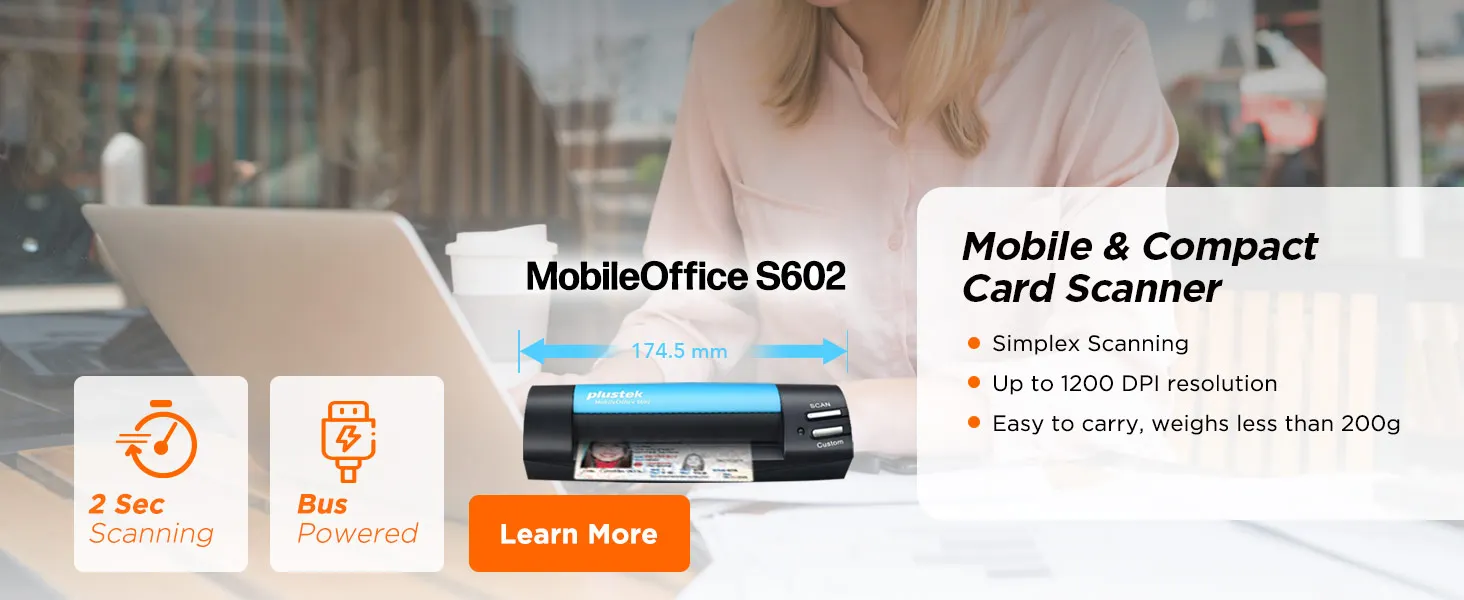 Plustek ID Card Scanner - Efficient Automatic Duplex Reader