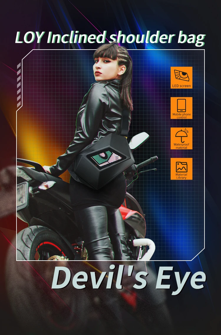 Devil Eye Led Screen App Smart Led Backpack Big Motorcycle Backpack Led ...