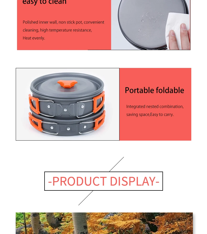 Backpack Portable Campfire Cooking Pots Pans Kettle Set For Open Fire ...