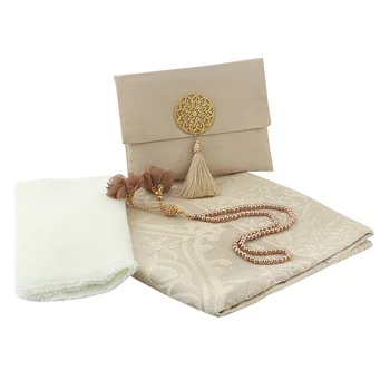 Islamic Women Gift Set Silk Hijab Shawl Veil Pearl Rosary Tasbeeha ...