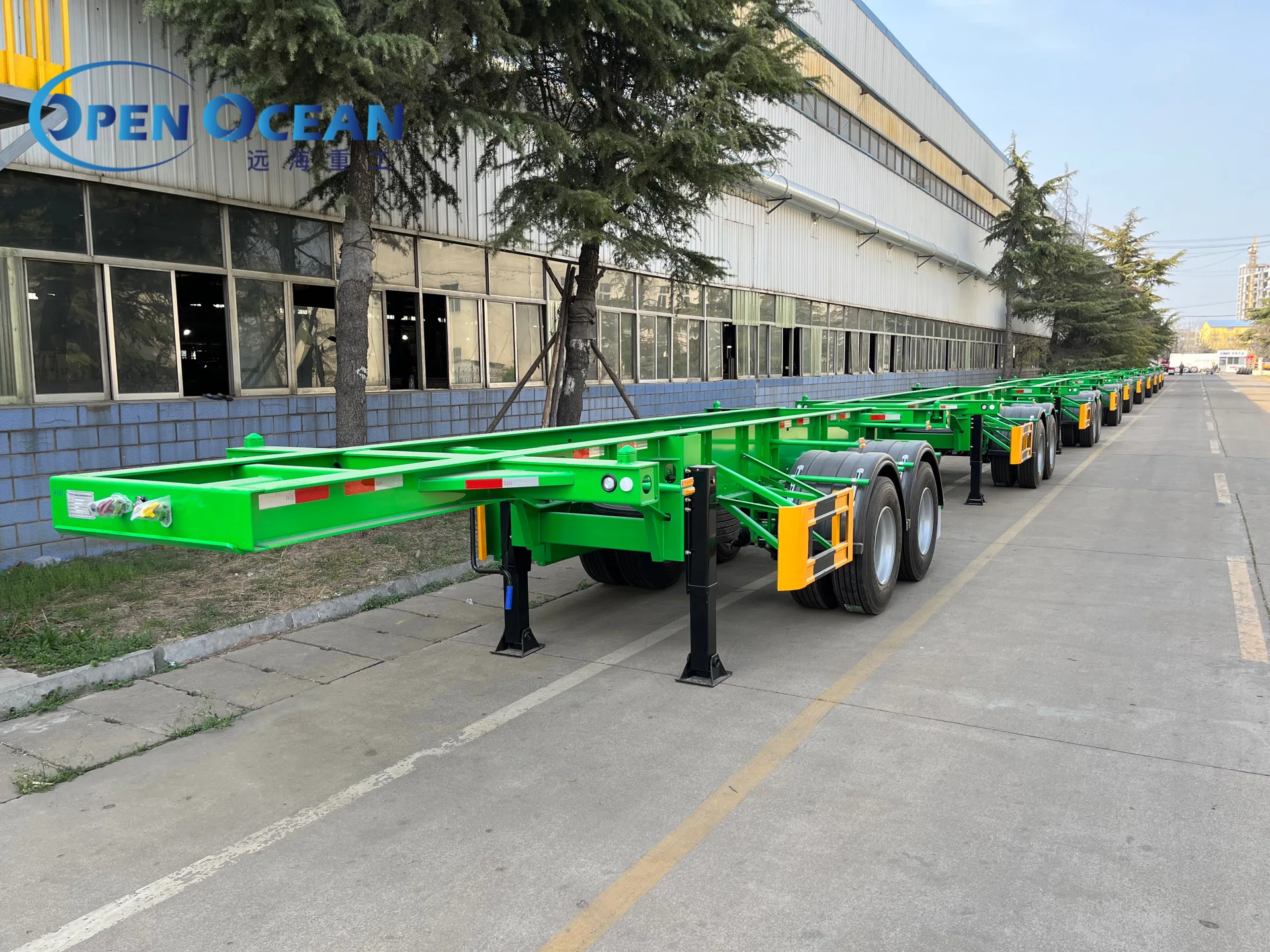 Container Chassis Trailer 40ft 3 Axles 40tons 50tons Skeleton Container Semi Trailer For ...