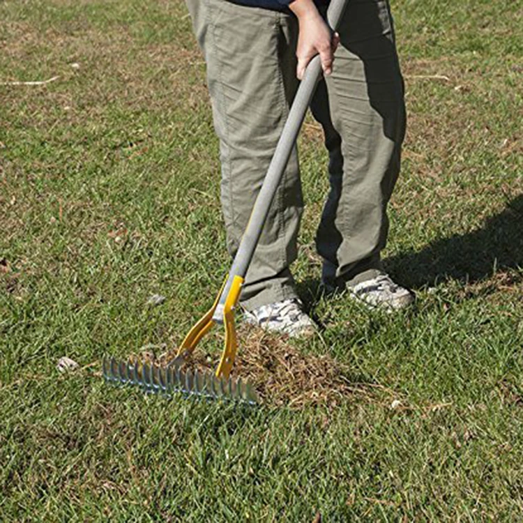 15"Stainless Steel Thatch Rak With Back-Saving Handle Dethatcher Lawn ...