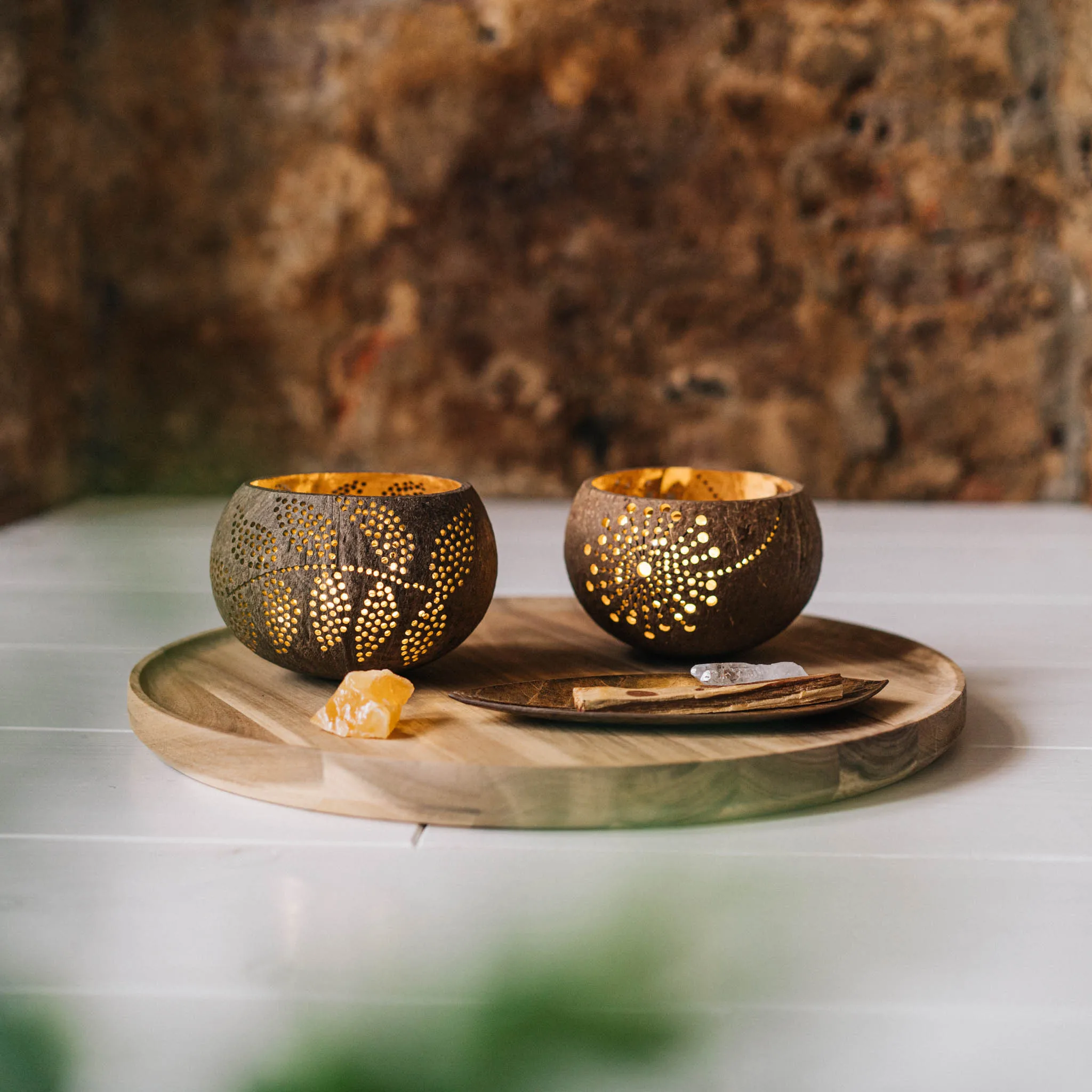 Coconut Shell Candle Holders - Eco-Friendly Home Decor