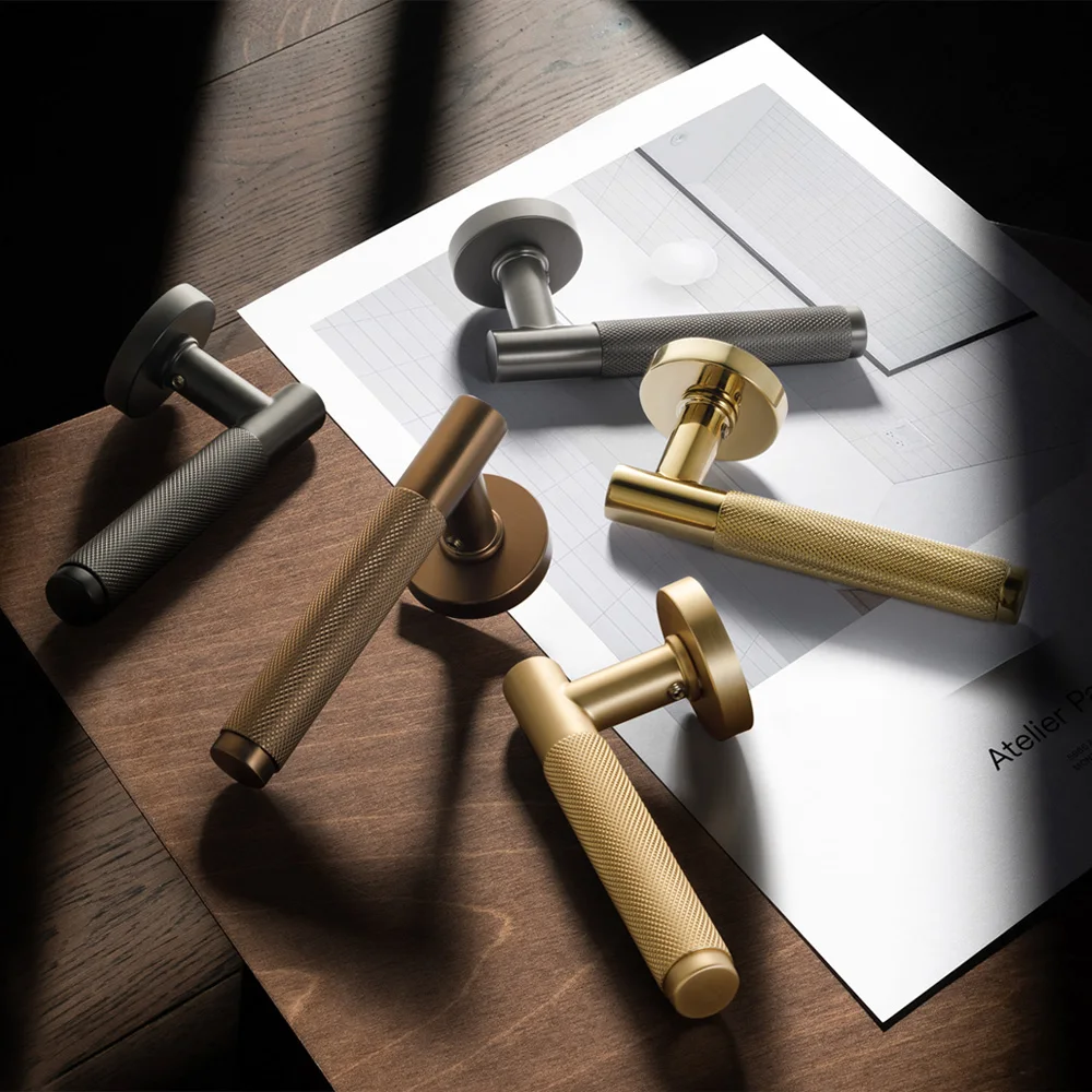 Tido Texture Series Knurled Matte Nickel Satin Lever Door Handle - Buy ...