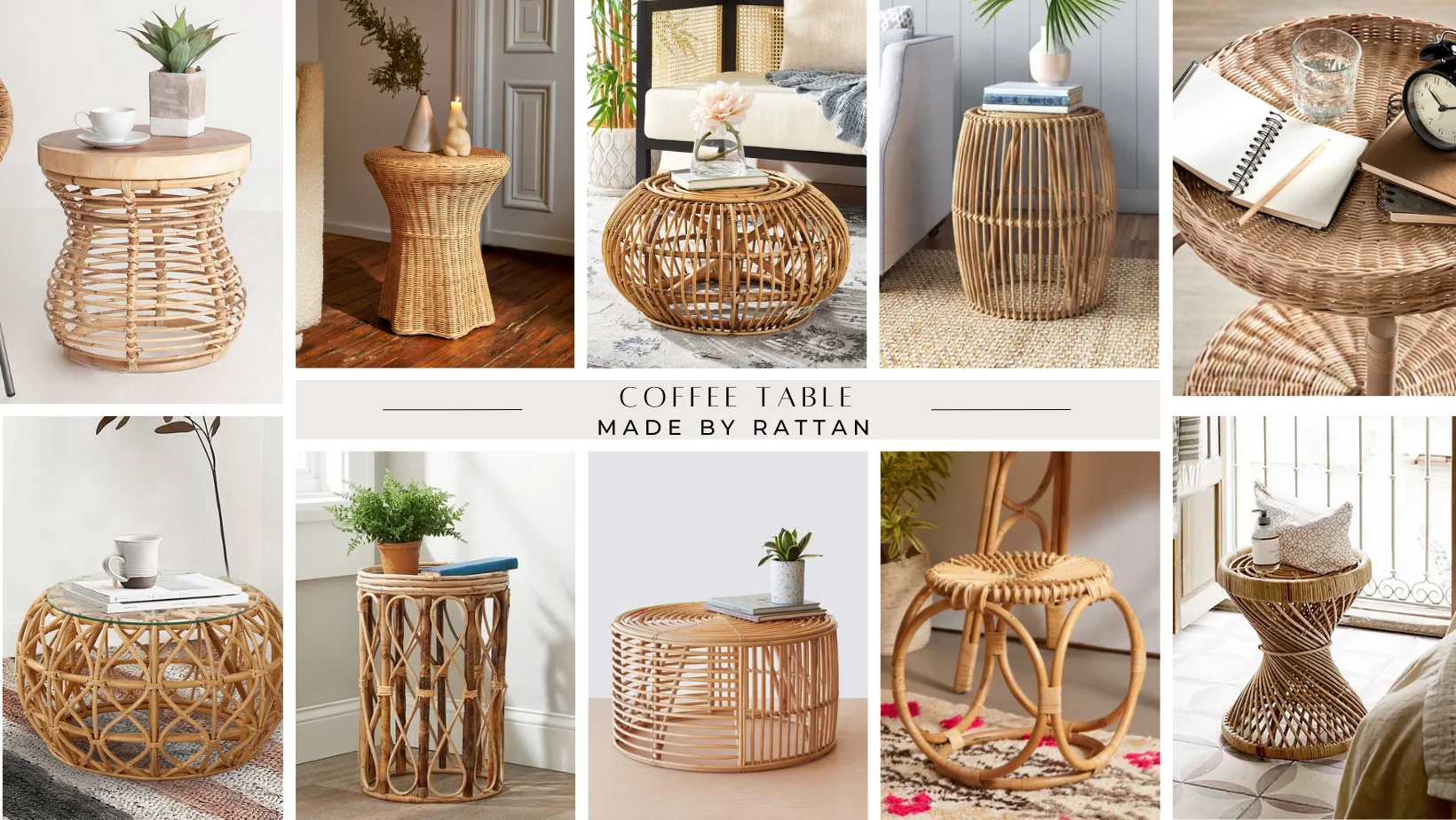 Modern Wicker Round Rattan Side Table Rattan Coffee Tea Table For ...