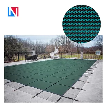 Rectangle Inground Safety Pool Cover Blue Solid Inground Winter Pool ...