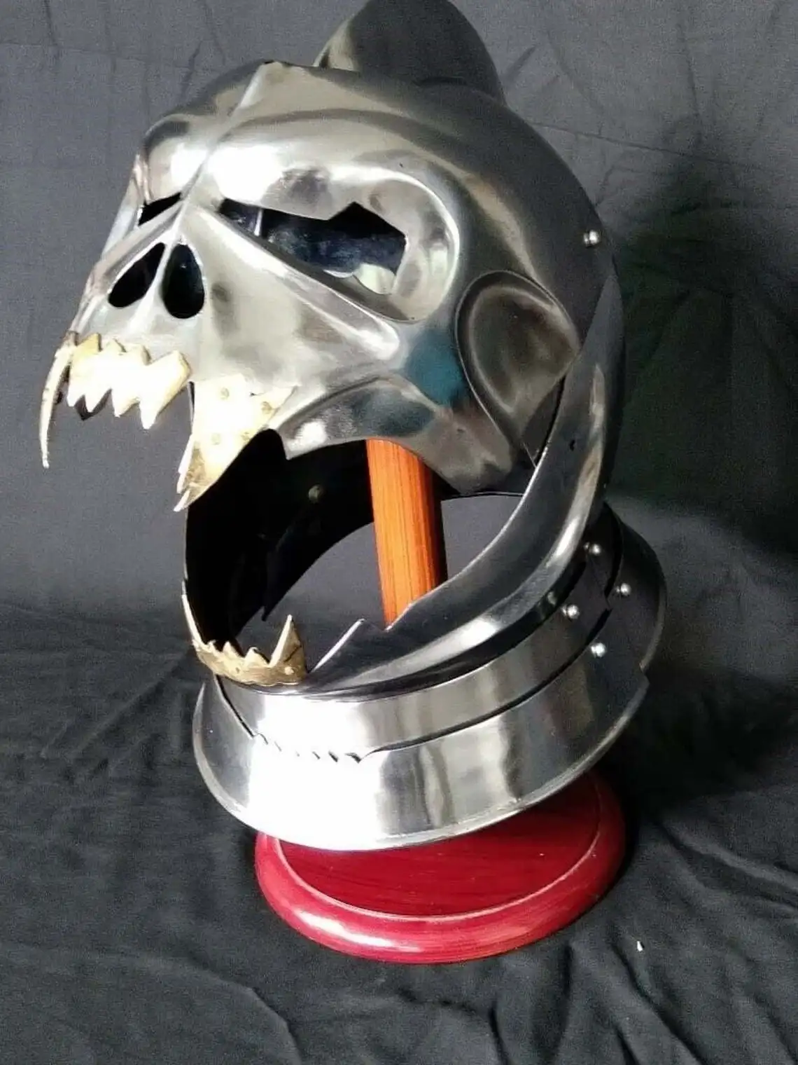 Medieval Silver Evil Skeleton Head Helmet Roman Greek Knight Spartan ...
