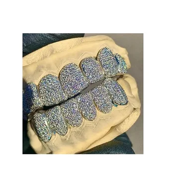 Custom Hip Hop Jewelry Teeth 925 Silver Vvs Round Cut Diamond 10k 14k ...