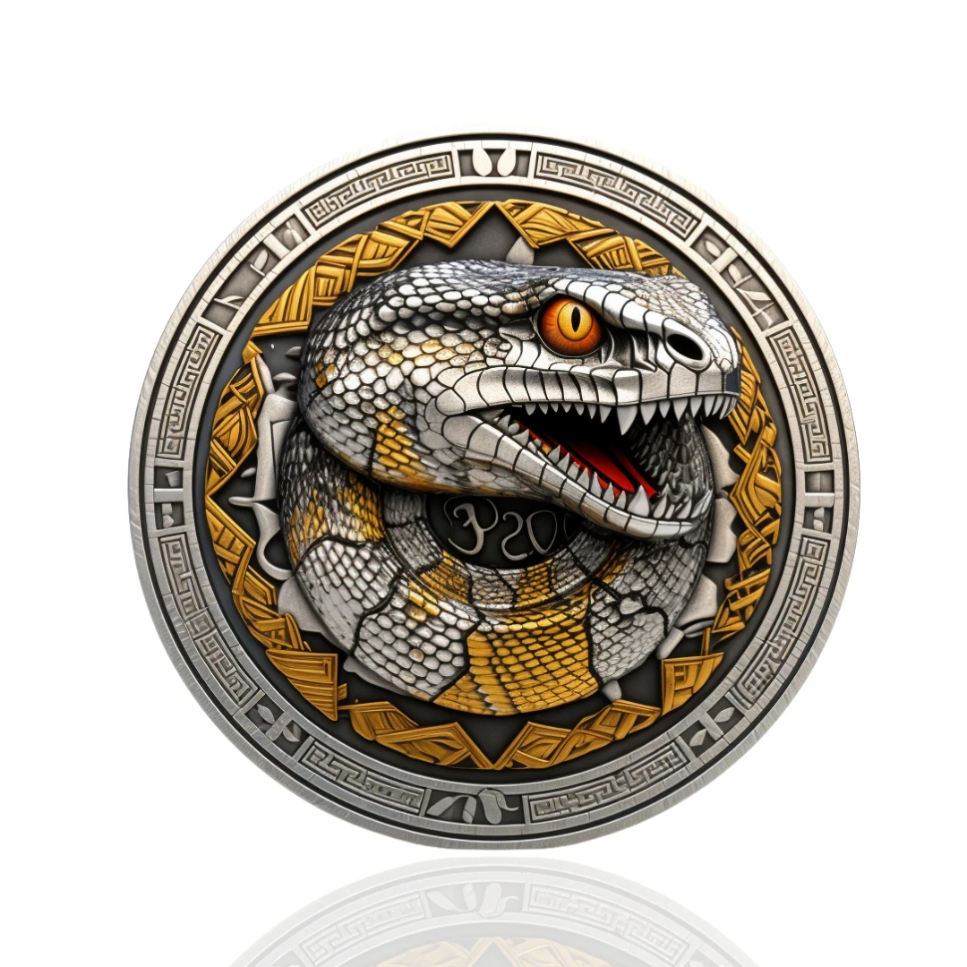 Custom Python Snake 3D Metal Challenge Coin - STAR LAPEL PIN