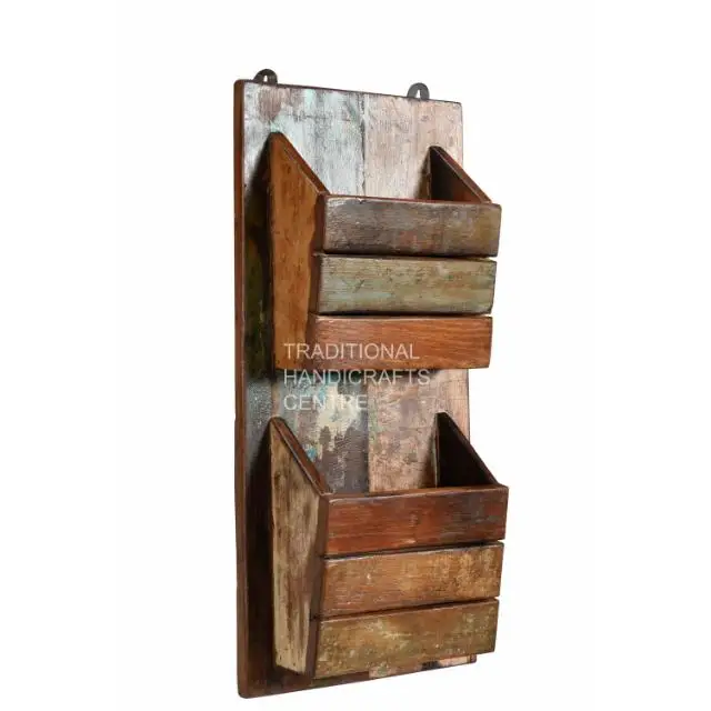 Wooden Wall Rack Two Section Storage Holders Board Bathroom Home Wall ...