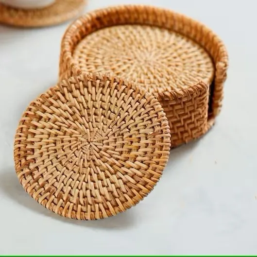 Handmade Round Stylish Natural Wicker Rattan Coaster From Vietnam - Buy ...