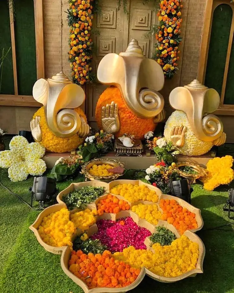Seemantham backdrop as Indian decoration wedding puja Haldi decoration ...