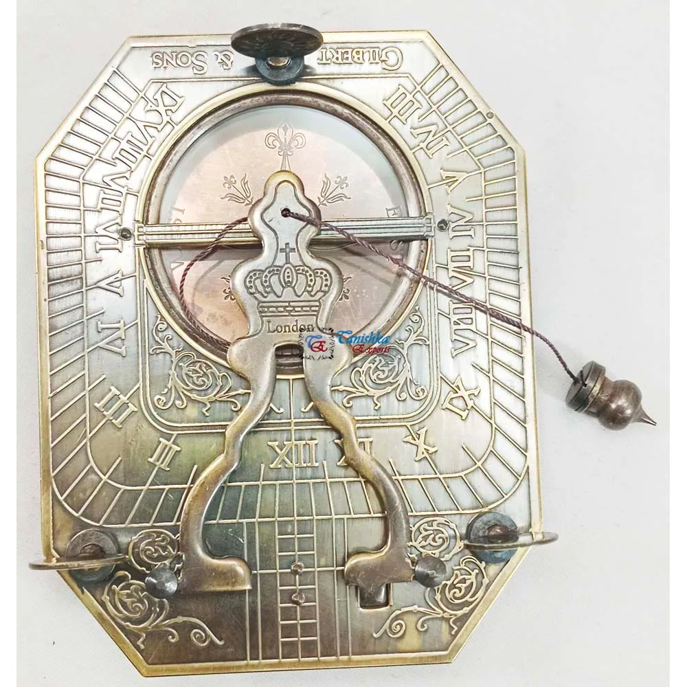 Antique Brass Metal Brown Antique Plated Sundial Compass Pendulum ...
