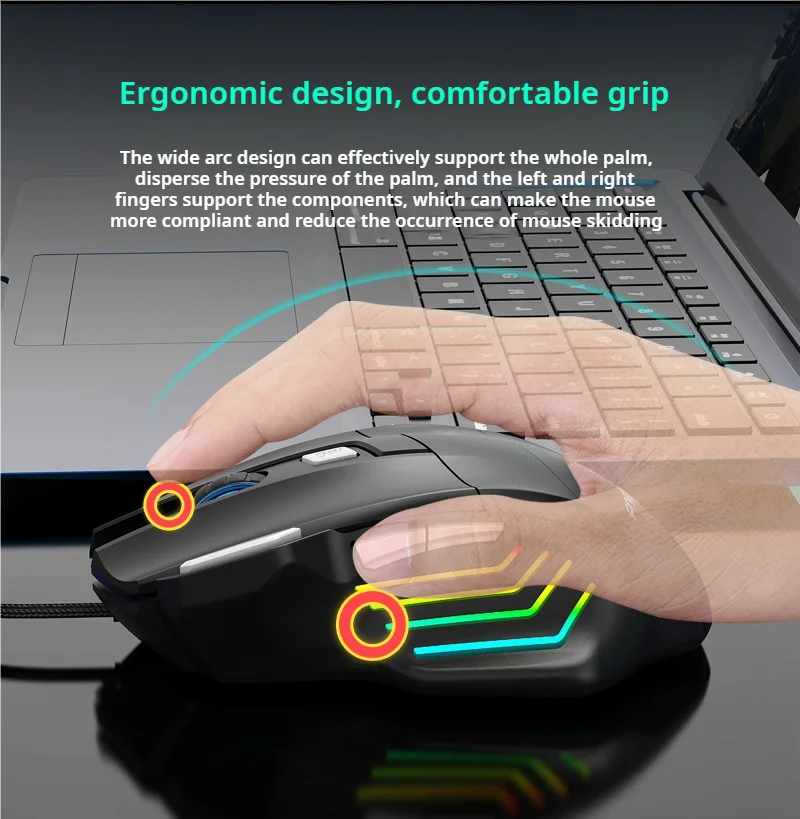 Fvx7 Wired 7-key Cool Glowing Gaming Mouse,Ergonomics Internet Cafe ...