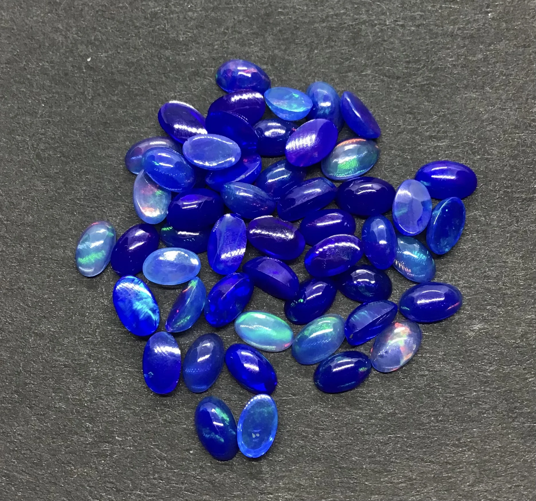 Pure Ethiopian Opal Blue Fire 10x12mm Oval Flat Back Cabochon Loose ...