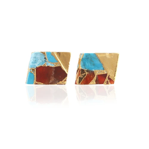 Classic Design Mohave Red Copper Turquoise Fashionable Stud Earrings ...
