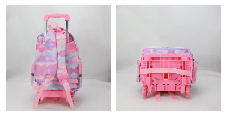 Student Kids Pink White Swan Girl Trolley School Backpack 3 In 1 Kit ...