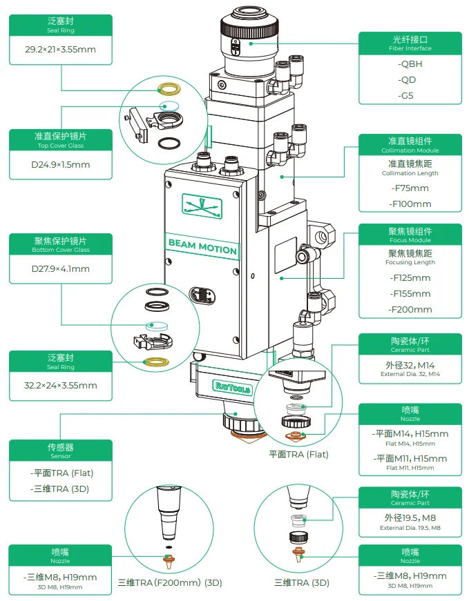 Raytools BM110 3KW Laser Cutting Head - Auto Focus Precision