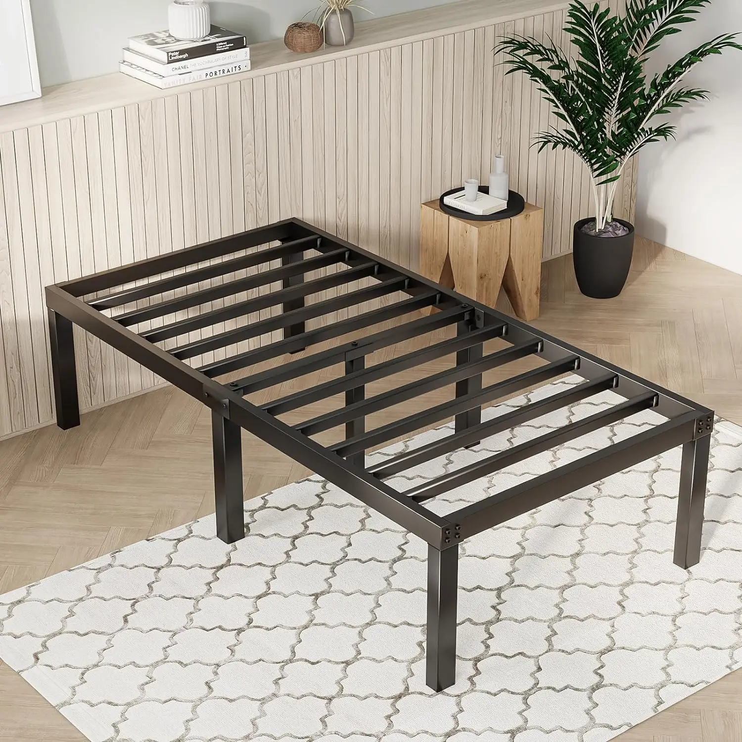 Triho Thf-1443 Modern Design Queen Size Platform Bed Frame - Black ...
