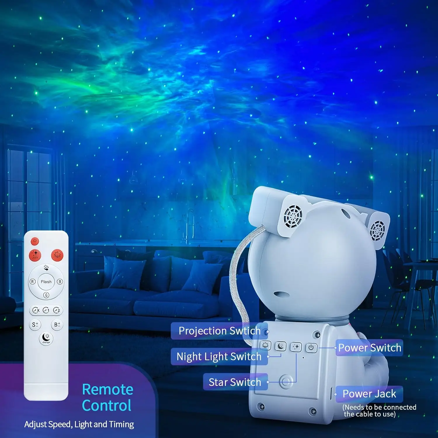 Star LED Nebula Spaceman Smart Home Night Light Projector