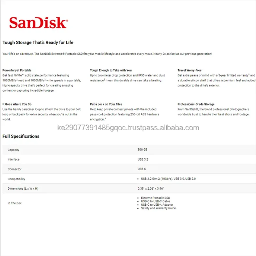 San-disk 1TB Extreme Portable SSD - Fast & Reliable Storage