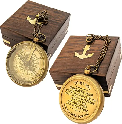 Nautical Gift Compass Pocket Compass Engraved Compass In Handmade ...