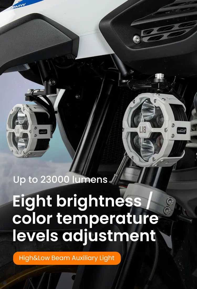 LOBOO L18 Motorcycle Auxiliary Light - 23000LM CNC Aluminum, Warm/Cold ...