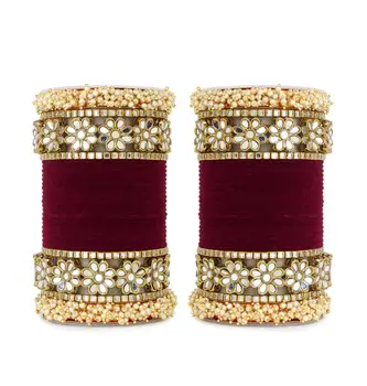 Colorful Velvet Bangles With Silver Work Tassel Bridal Bangles ...