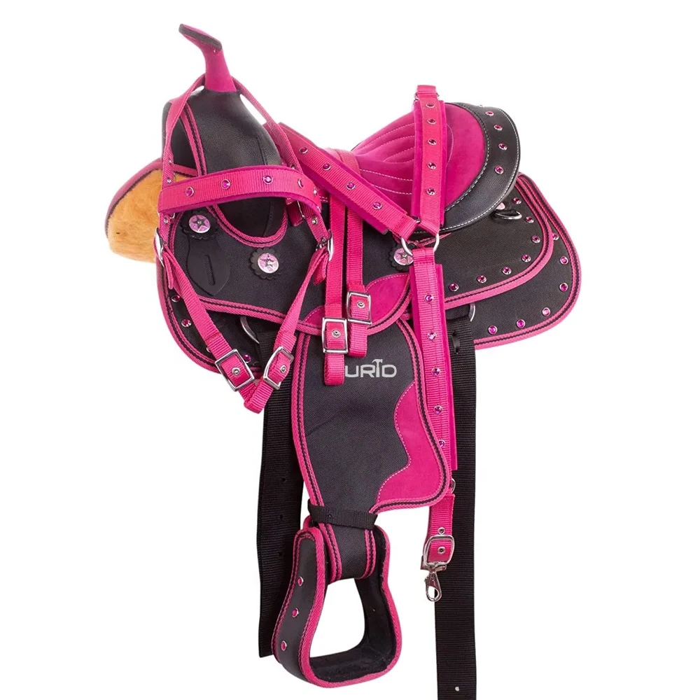 High Quality 10\" To 18\" Pink Synthetic Horse Saddle Western Genuine ...