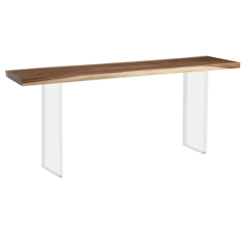 Floating Console Table With Acrylic Legs Solid Acacia Wooden Live Edge ...