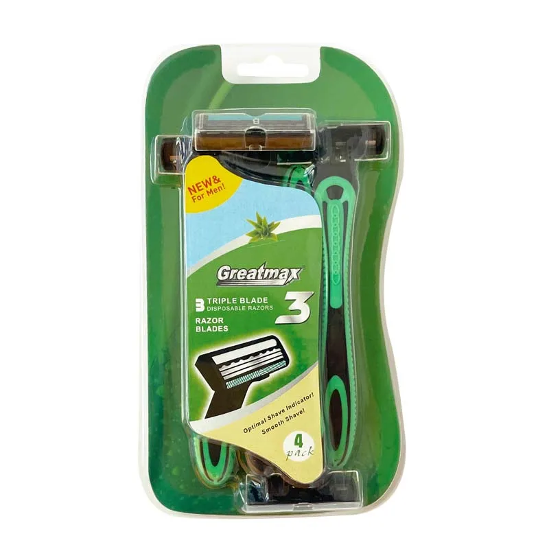 Facial Razor Disposable Triple Blade Rubble Handle Men's Shaving For ...